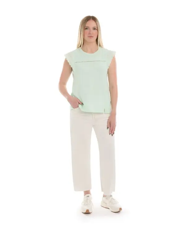 WILT CLOTHING Eyelet Cap Sleeve Tee - Bay