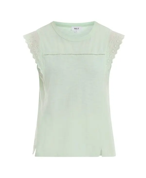 WILT CLOTHING Eyelet Cap Sleeve Tee - Bay