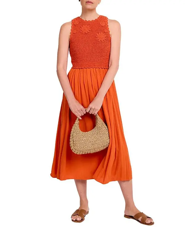 Mint Velvet Crochet Bodice Midi Dress