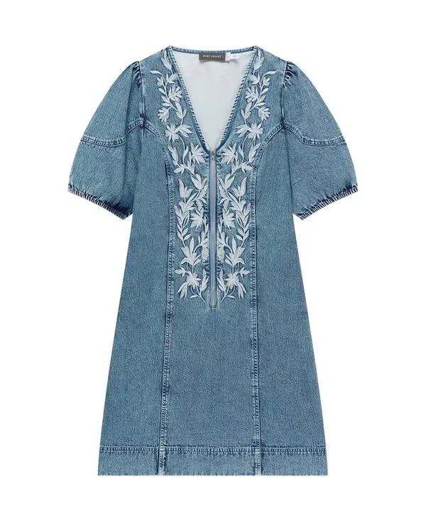 Mint Velvet Embroidered Denim Mini Dress