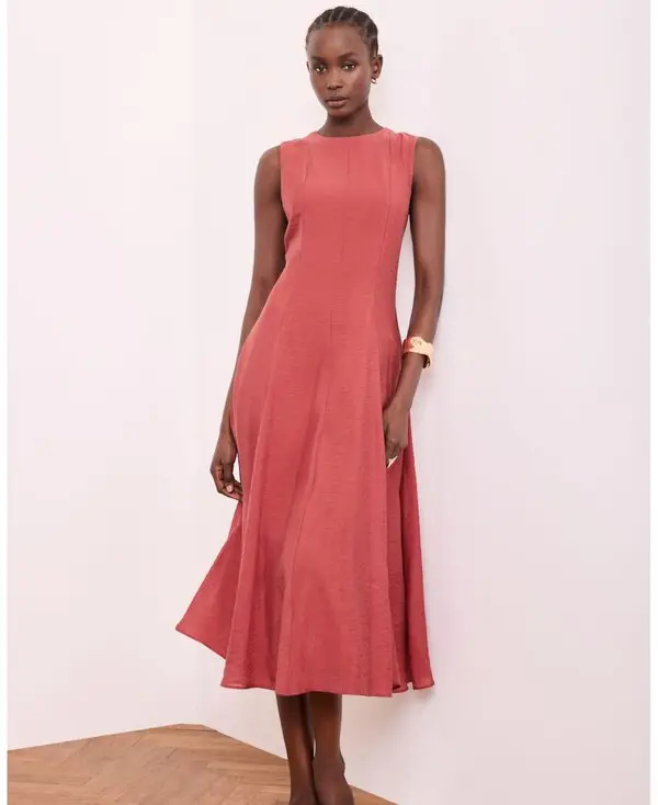 Mint Velvet Luxe Sleeveless Midi Dress - Red