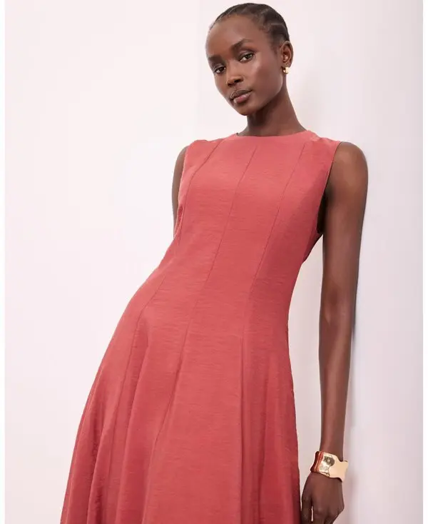 Mint Velvet Luxe Sleeveless Midi Dress - Red
