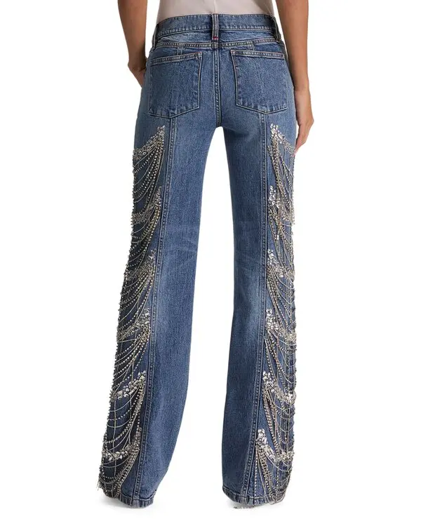 Alice + Olivia Roxie Low Rise Embellished Jeans
