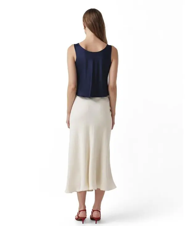 GHOST LONDON Lyra Crepe Midi Skirt - Ivory
