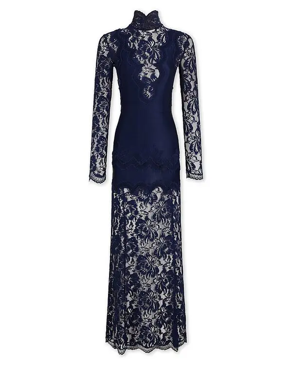 Rabanne Lace Long Sleeve Maxi Dress - Deep Navy