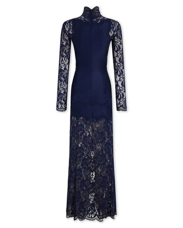 Rabanne Lace Long Sleeve Maxi Dress - Deep Navy