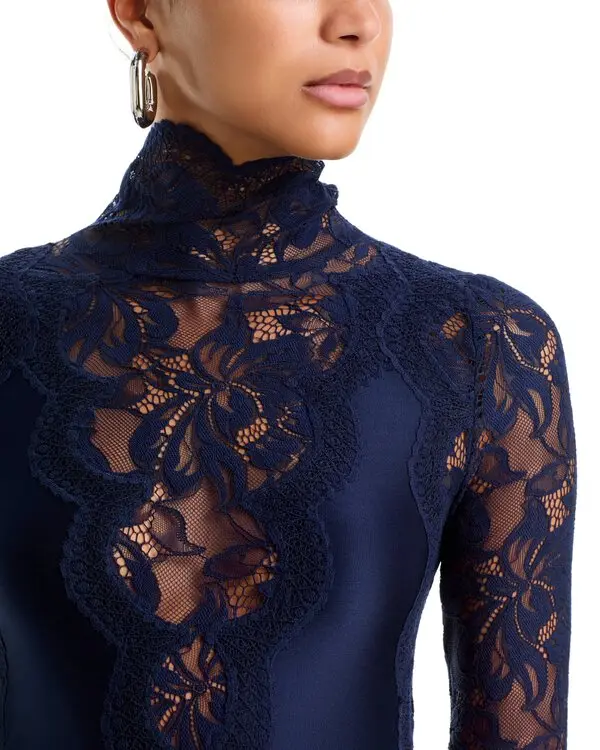 Rabanne Lace Long Sleeve Maxi Dress - Deep Navy