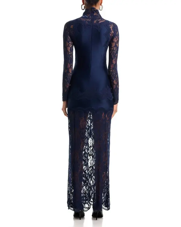 Rabanne Lace Long Sleeve Maxi Dress - Deep Navy