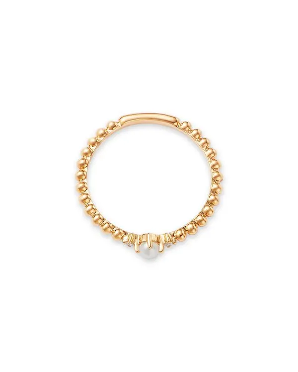 Bloomingdale'S Freshwater Pearl & Diamond Bead Ring In 14k Yellow