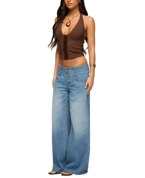 EDIKTED Alira Fringed Panel Halter Top
