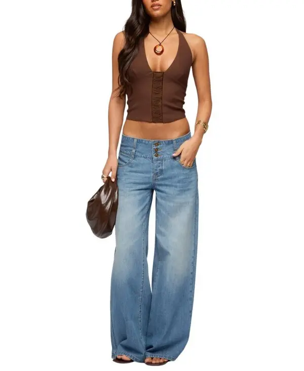 EDIKTED Alira Fringed Panel Halter Top