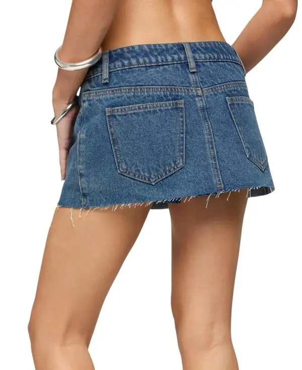 EDIKTED Get Stitched Denim Mini Skort