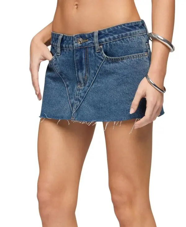 EDIKTED Get Stitched Denim Mini Skort