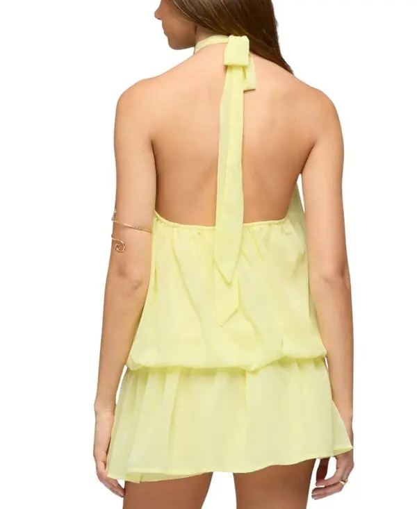 EDIKTED Kortney Chiffon High Neck Mini Dress