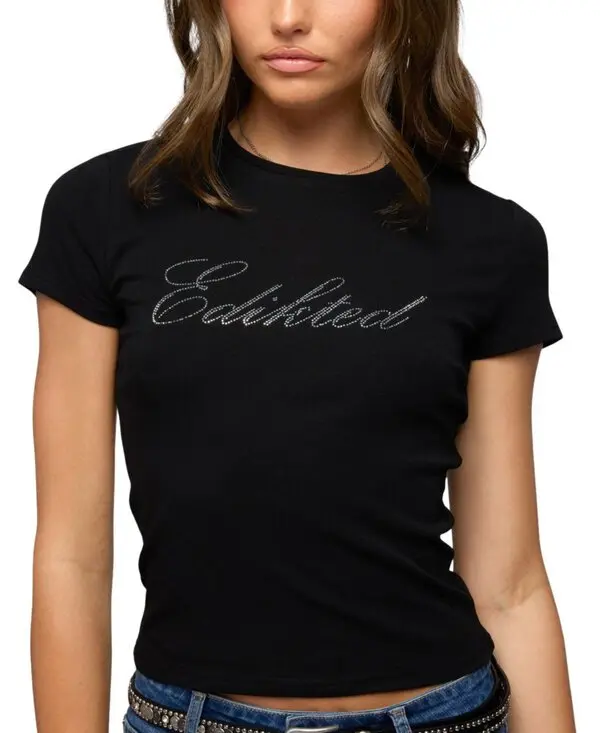 EDIKTED Icon Rhinestone T Shirt