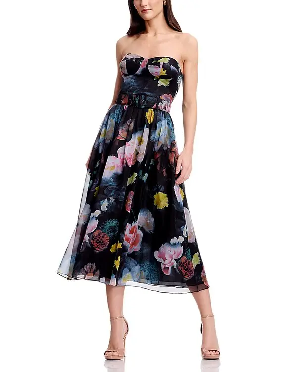 Dress The Population Jenny Strapless Dress - Black Multi