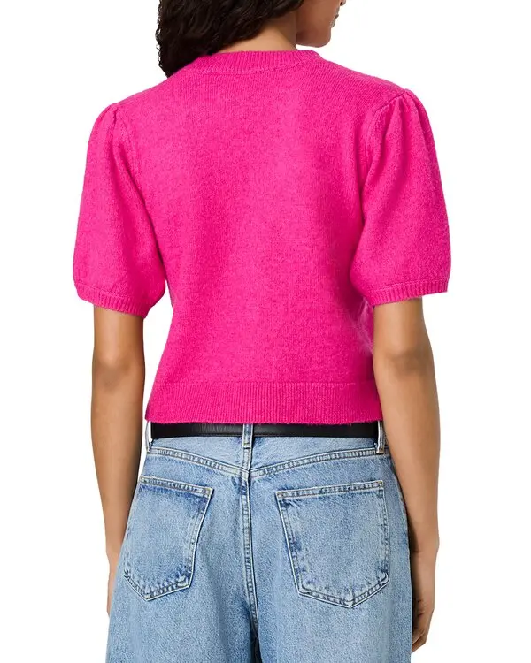 French Connection Yulia Knit Puff Sleeve Top - Cherry Rose