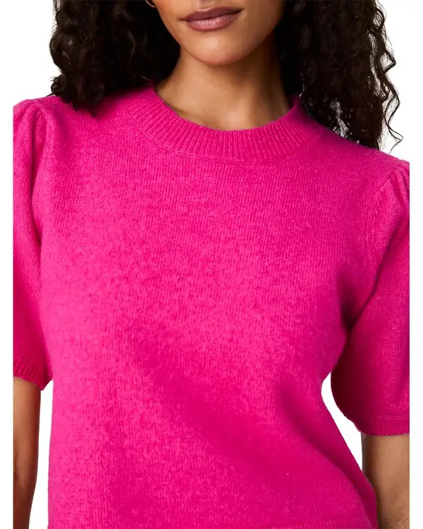 French Connection Yulia Knit Puff Sleeve Top - Cherry Rose