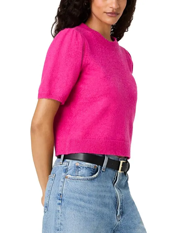 French Connection Yulia Knit Puff Sleeve Top - Cherry Rose