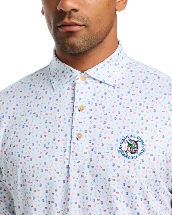 Peter Millar 2026 Usga Shinnecock Novelty Print Jersey Polo Shirt - White
