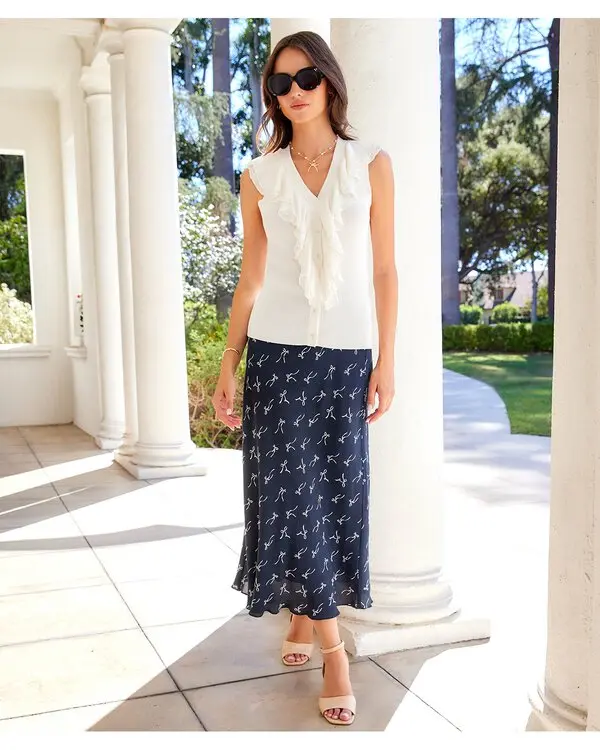 Karen Kane Bias Cut Midi Skirt With Bow