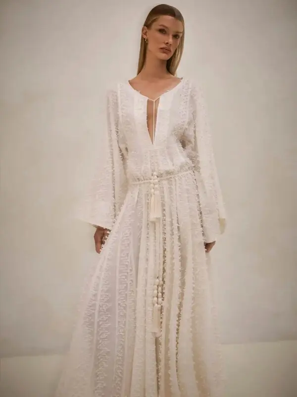 Alexis Morocco Dress Long Sleeve Embroidered Midi