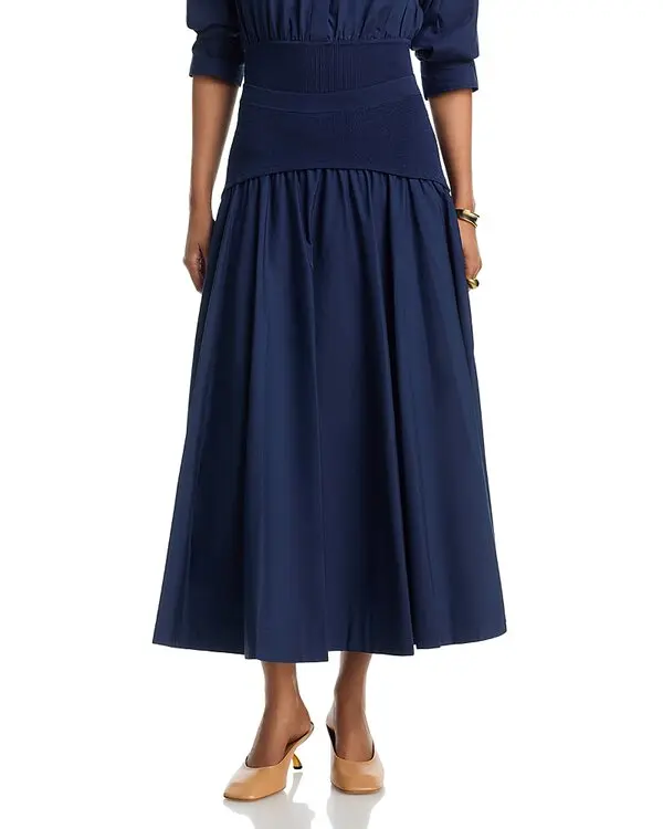 Simkhai Ovie Knit Cotton Midi Skirt - Midnight