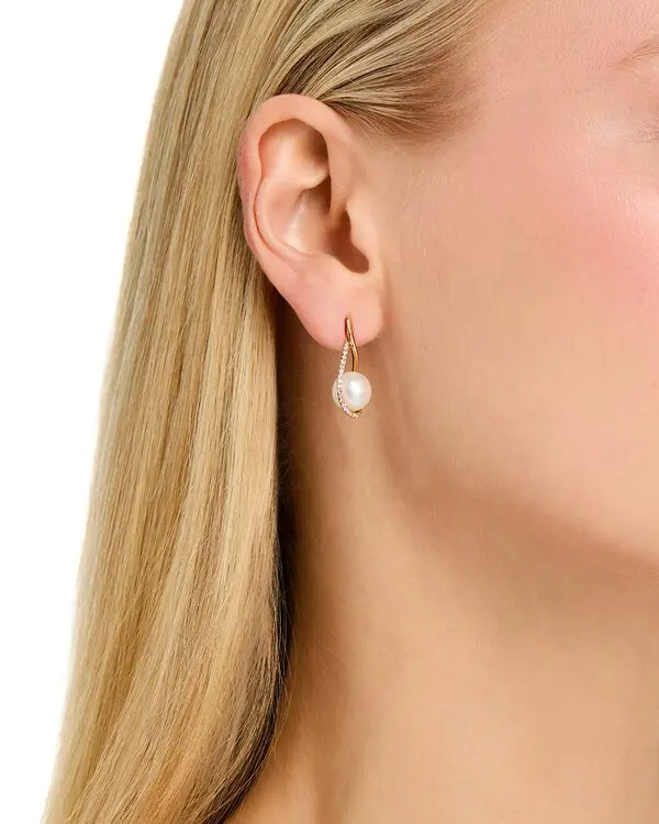 Bloomingdale'S Freshwater Pearl & Diamond Drop Earrings In 14k Yellow
