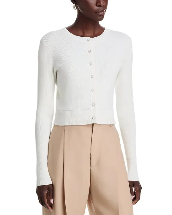TOCCIN Zoe Cropped Fitted Cardigan With Stripes - Optic