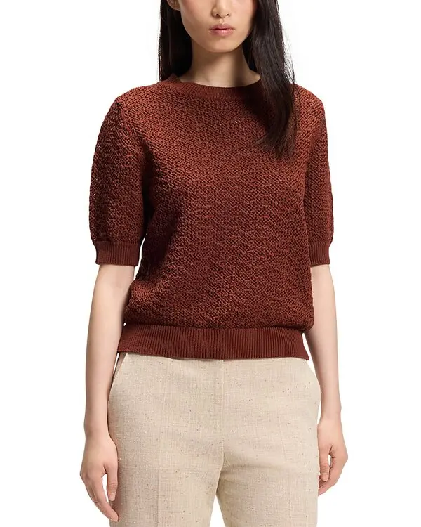 Hugo Boss Folearia Textured Knit Sweater - Rust/copper