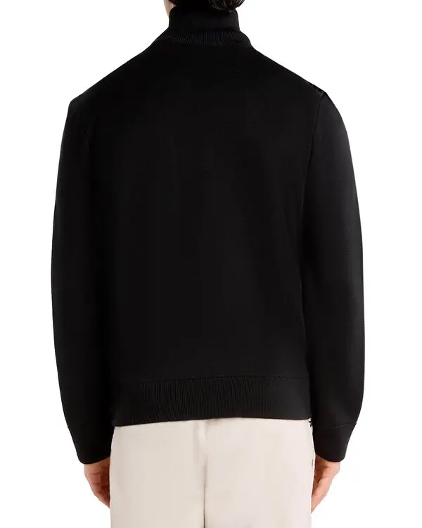 Moncler Wool Blend Cardigan With Down-filled Front - Black