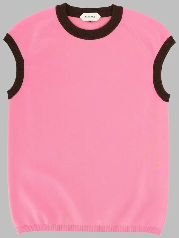 Versace Top In Maglia Di Cotone