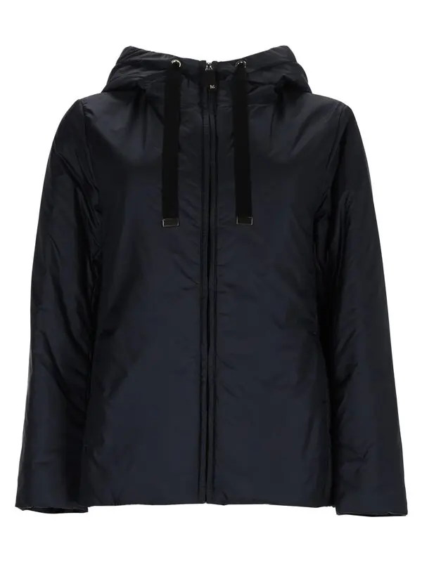 Max Mara Giacca Imbottita Con Cappuccio In Tela Antigoccia - Blue