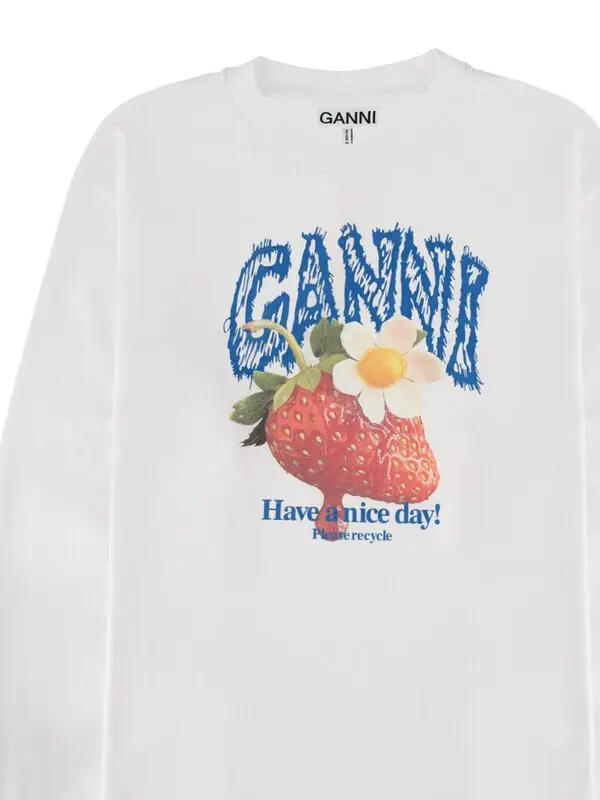 GANNI Strawberry Print Long Sleeve T-shirt