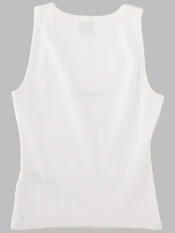 Casablanca Ribbed Logo Tank - White
