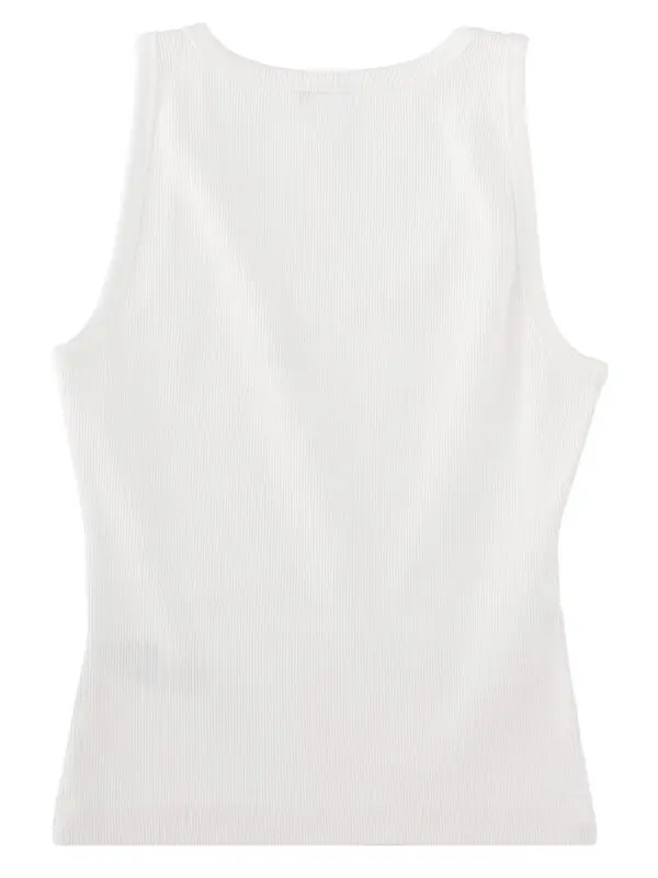 Casablanca Ribbed Logo Tank - White