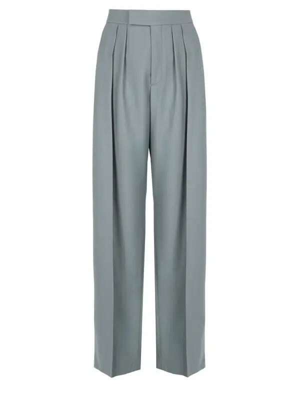 Chloé Pantalone A Sigaretta Sartoriale In Gabardine Di Lana - Grey
