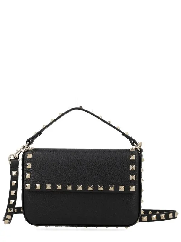 Valentino Garavani Pouch Rockstud In Vitello Granato - Black