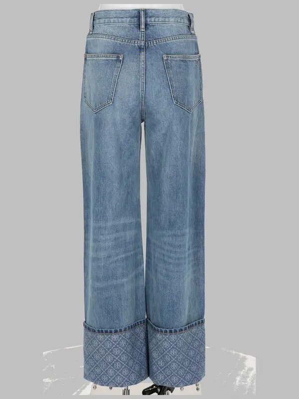 Tory Burch Straight Leg Jeans With Contrast Cuffs