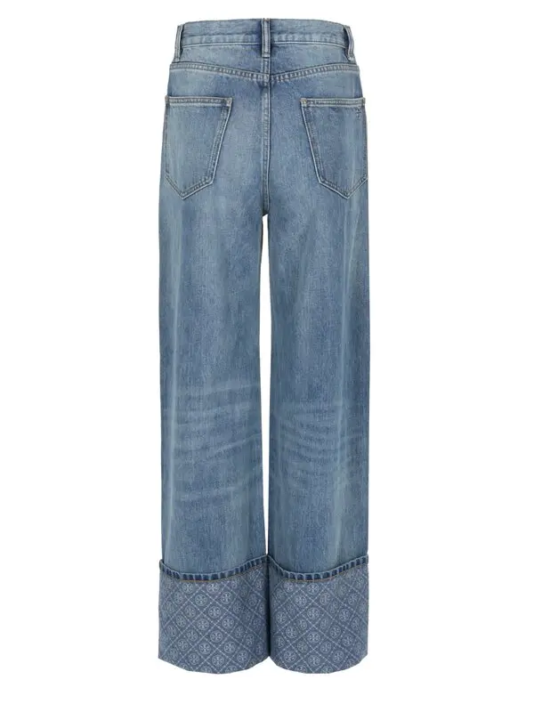 Tory Burch Straight Leg Jeans With Contrast Cuffs