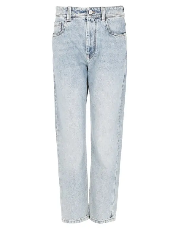 Brunello Cucinelli Pantalone Baggy Tapered In Authentic - Denim