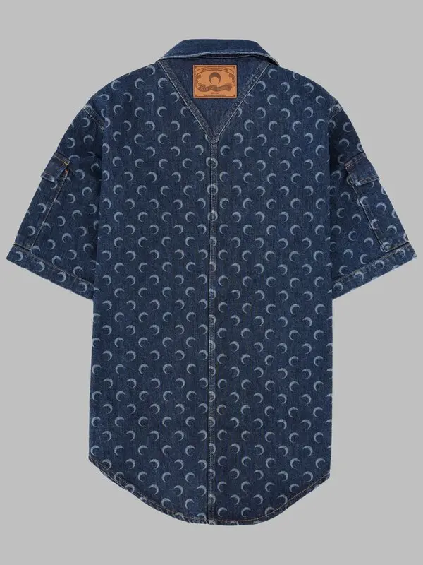 MARINE SERRE All-over Moon Print Denim Shirt