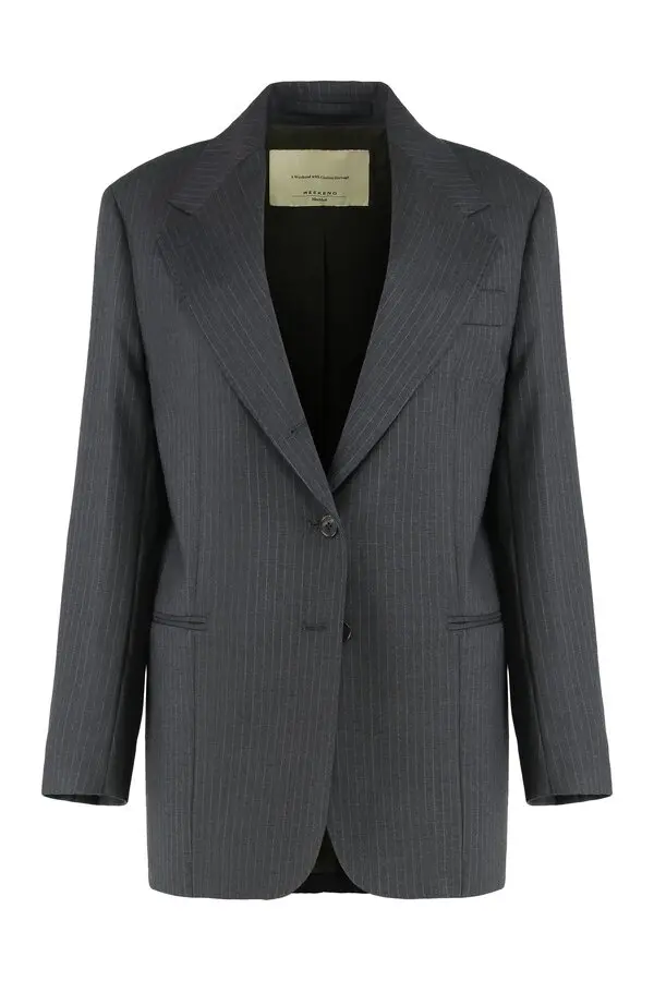 Max Mara Pinstripe Wool Blazer - Grey