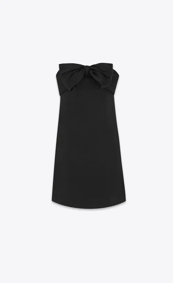 Saint Laurent Bow-detail Strapless Mini Dress - Black