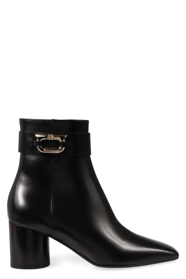 FERRAGAMO Leather Ankle Boots With Cylindrical Heel