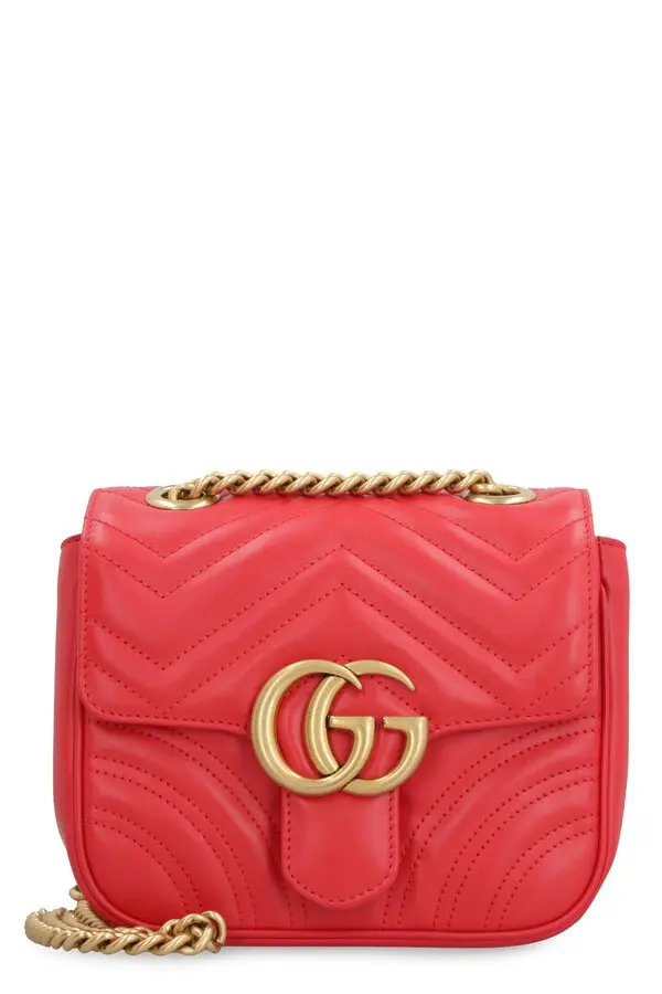 Gucci Mini Chevron Quilted Leather Handbag - Red
