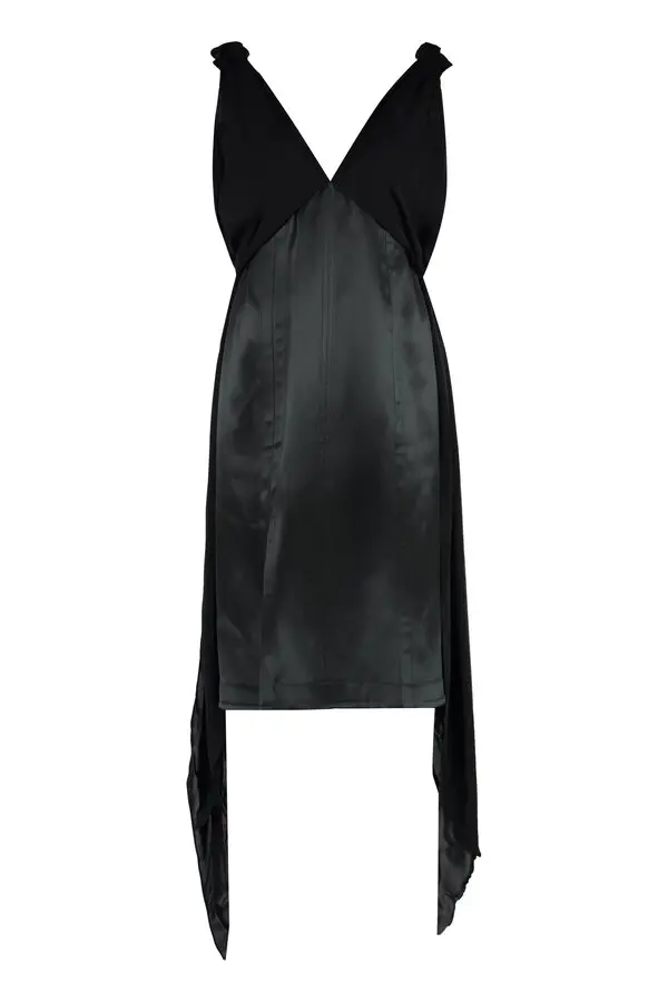 Bottega Veneta Fluid Silk Midi Dress With Knot Detail - Black