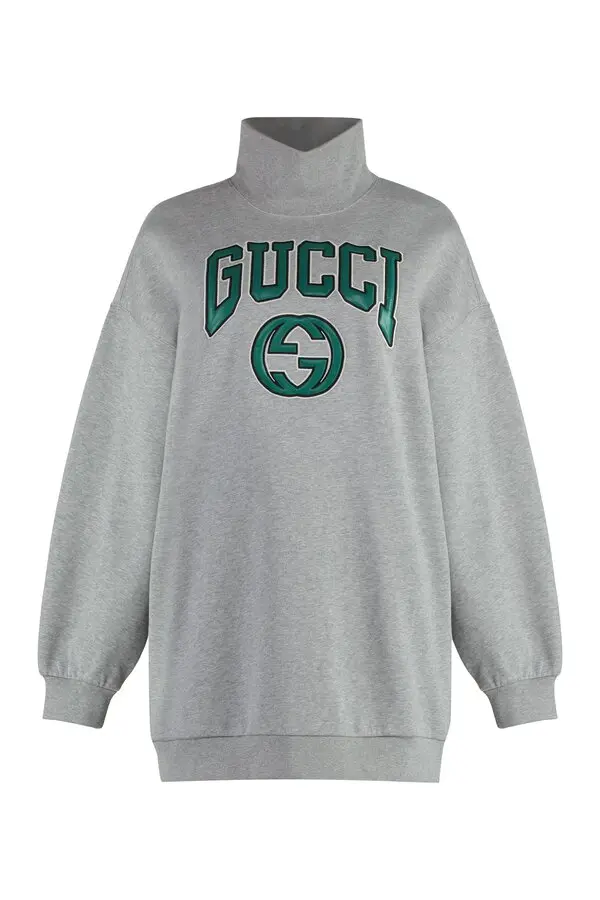 Gucci Cotton Jersey Sweatshirt With Embroidery - Grey