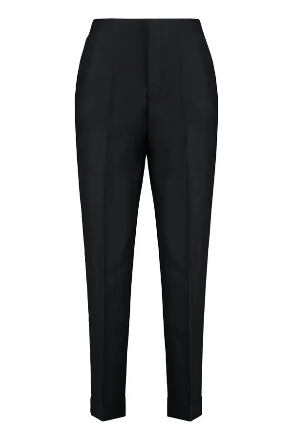 Alberta Ferretti Elegant Wool And Silk Wide-leg Pants - Black