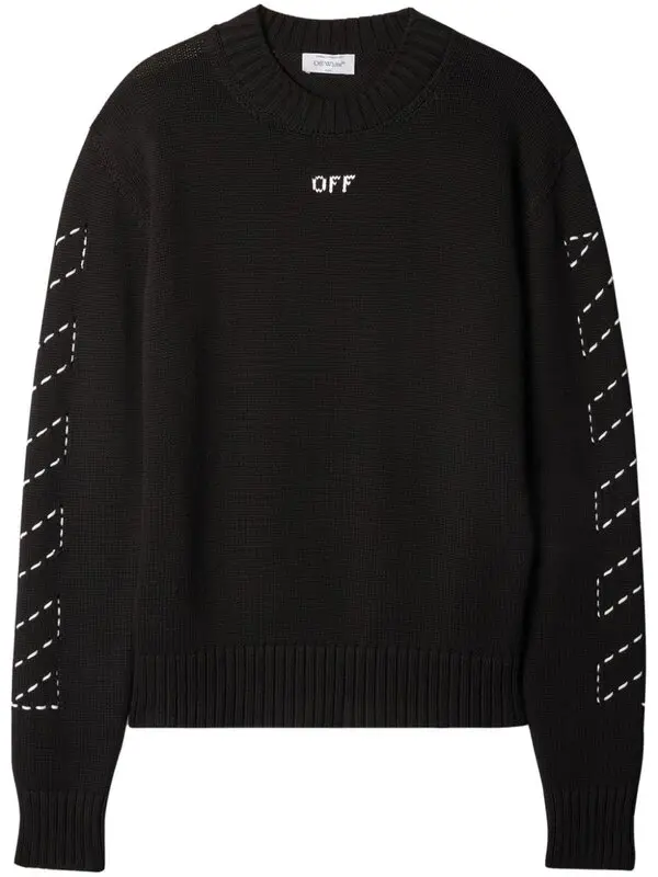 Off-White Sweater With Contrasting Logo Pattern - Black